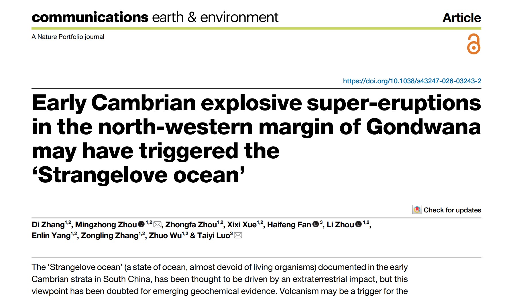 地理与环境科学学院周明忠教授团队在Nature旗下期刊Communications Earth & Environment发表研究论文-贵州 ...